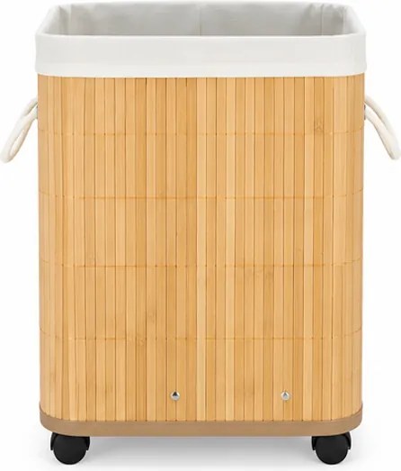 koš na prádlo, 42 l, kolečka, bambus/látka, 38x41x31 cm, přírodní/krémová, Dekorino KP20260007