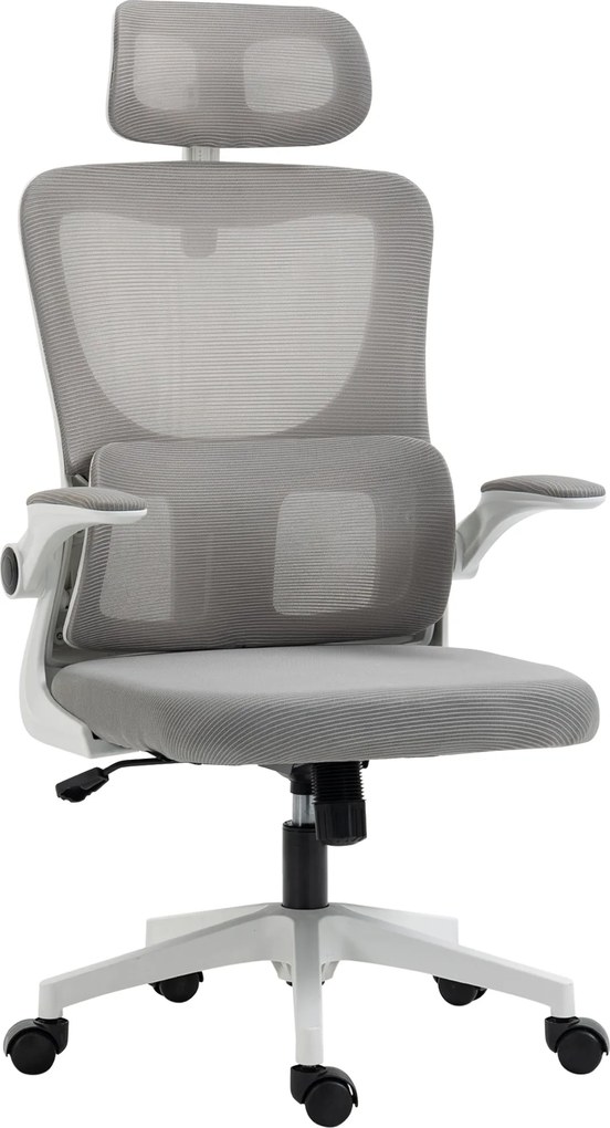 Ergonomická kancelářská židle Vinsetto, pracovní židle s nastavitelnými opěrkami, opěrkou hlavy, naklápěcí funkcí, výškově nastavitelná otáčecí židle,