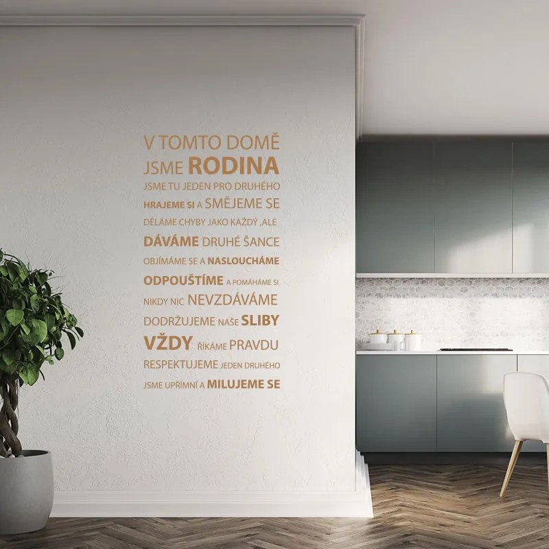 GLIX Rodinná pravidla - samolepka na zeď Oranžová 50 x 100 cm