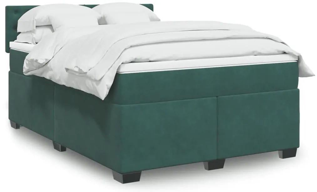 Box spring postel s matrací tmavě zelená 160x200 cm samet 3288669