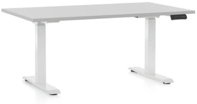 Výškově nastavitelný stůl OfficeTech C, 140 x 80 cm - bílá podnož Barva: Buk
