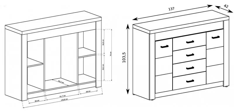 Casarredo Komoda INDIANAPOLIS I-7 jasan tmavý