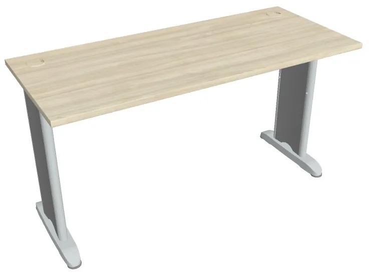 Stůl pracovní rovný 140 cm hl. 60 cm - Hobis Flex FE 1400 Dekor stolové desky: akát, Barva nohou: Stříbrná