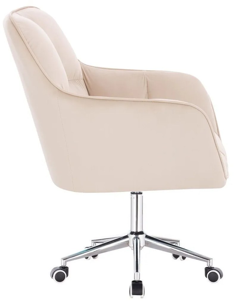 LuxuryForm DESIGN Otočné křeslo AMALFI VELUR na stříbrné podstavě s kolečky - krémová
