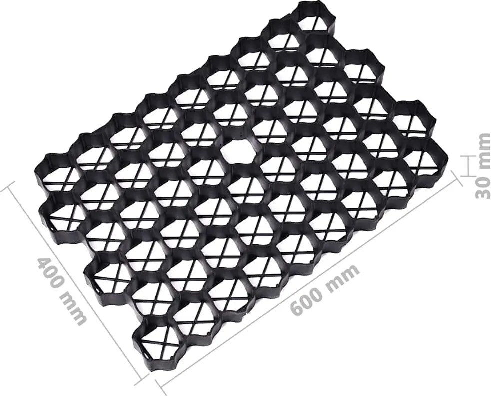 Zatravňovací dlaždice 16 ks černé 60 x 40 x 3 cm plast 146279