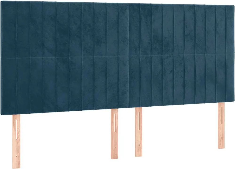 Box spring postel s matrací a LED tmavě modrá 200x200 cm samet 3136267