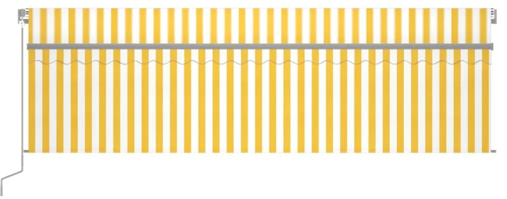 vidaXL Marketos Ručně zatahovací markýza s roletou a LED 5 x 3 m žlutobílá