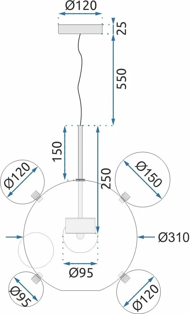 Toolight - LED stropní lampa 5W APP650-CP, zlatá, OSW-08198