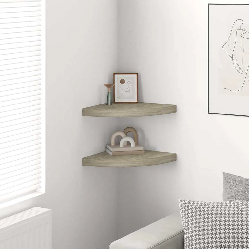 323926 Floating Corner Shelves 2 pcs Oak 35x35x3,8 cm MDF 323926