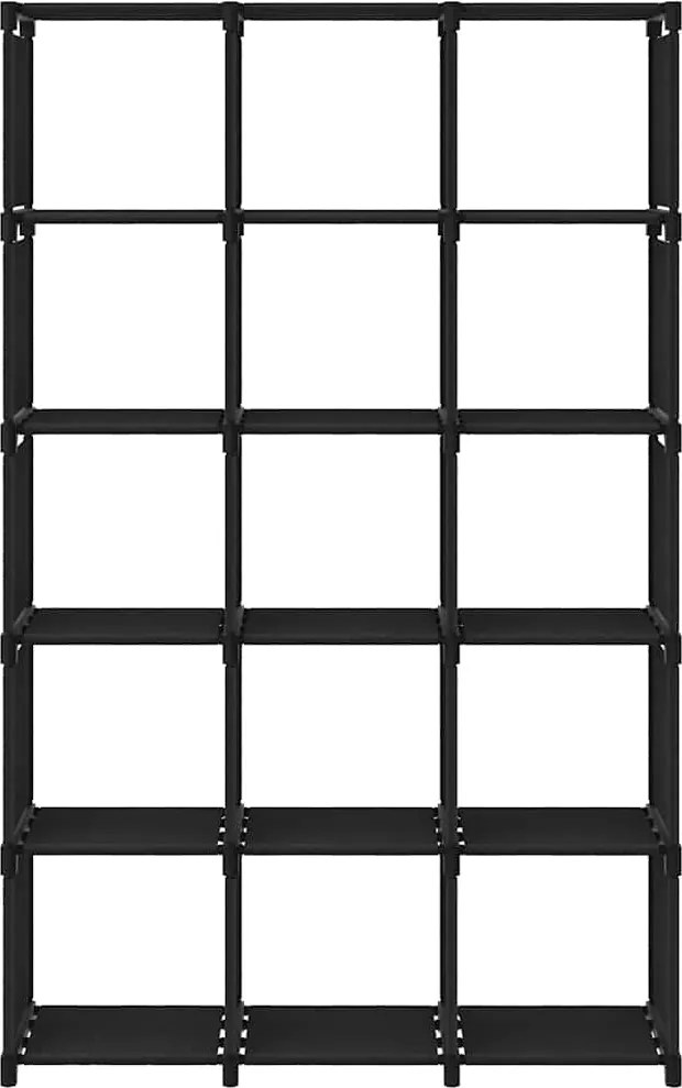 Výstavní police s 15 přihrádkami černá 103x30x175,5 cm textil 322618