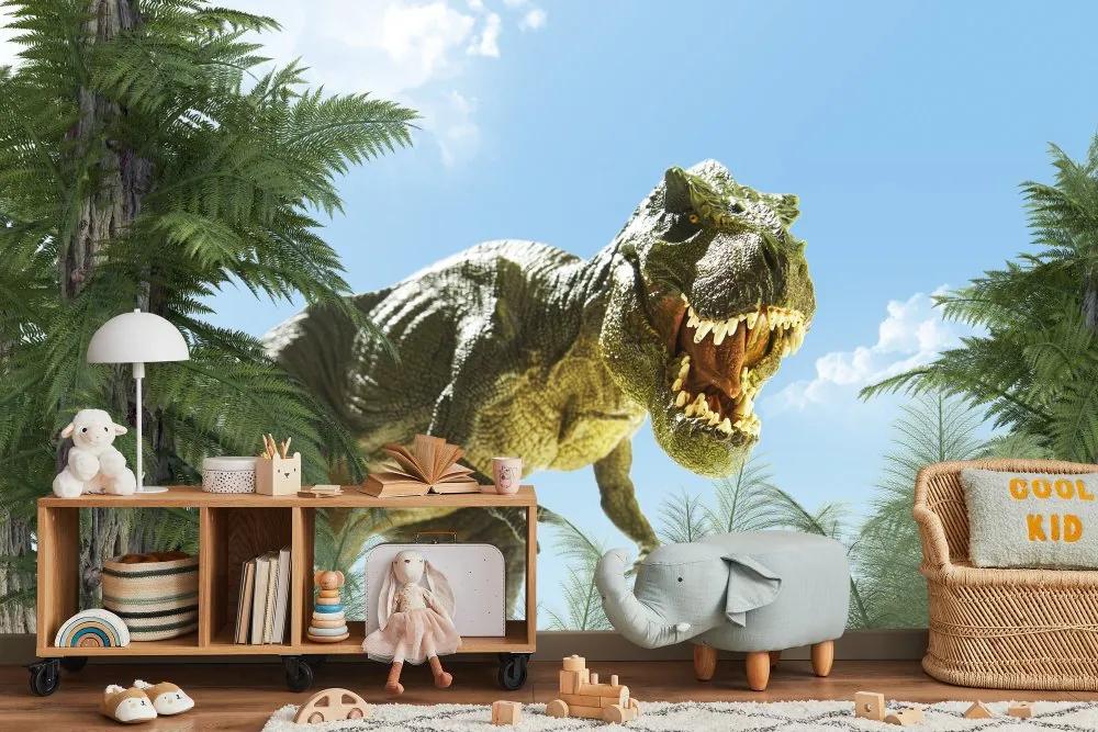 Fototapeta Velký T-Rex Dinosaurus A Palm Hladký vinyl 416x254