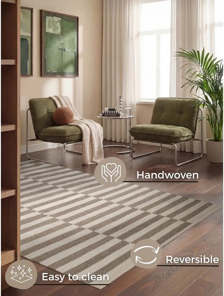 Bílý/šedý oboustranný/ručně tkaný vlněný koberec 160x230 cm Vika – Hanse Home