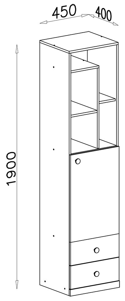 Dětský pokoj PIXEL | sestava B | 4 díly | dub/bílá lux/šedá