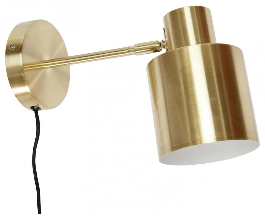 Hübsch Nástěnná kovová lampička Brass, zlatá barva, kov