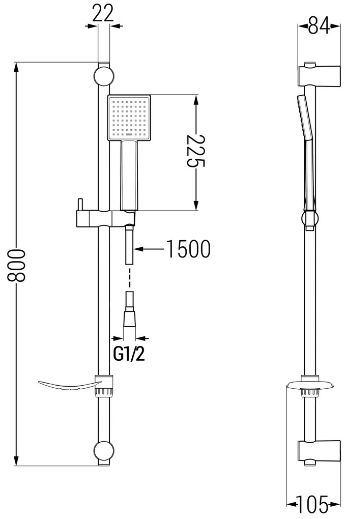 Mexen sprchový set DF45, černá, 785454582-70