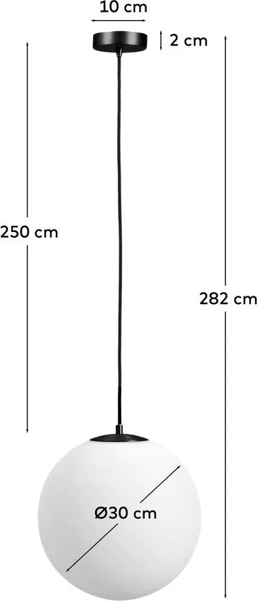 Bílé/černé kovové závěsné svítidlo se skleněným stínidlem ø 30 cm Brisia – Kave Home