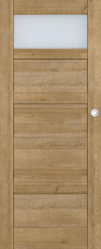 posuvné interiérové dveře do pouzdra BRAGA model 2 Průchozí rozměr: 70 x 197 cm, Orientace dveří: Levé dveře, Dekor: Dub šedý