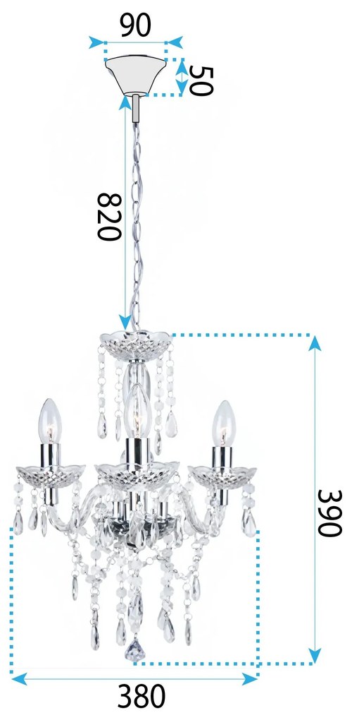 Toolight Závěsné osvětlení Retro D83 EBT006-3CP chrom