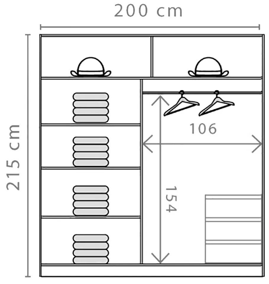 Šatní skříň AVANTGARDE AV-2 | se zrcadlem | 200 cm | artisan/kašmír