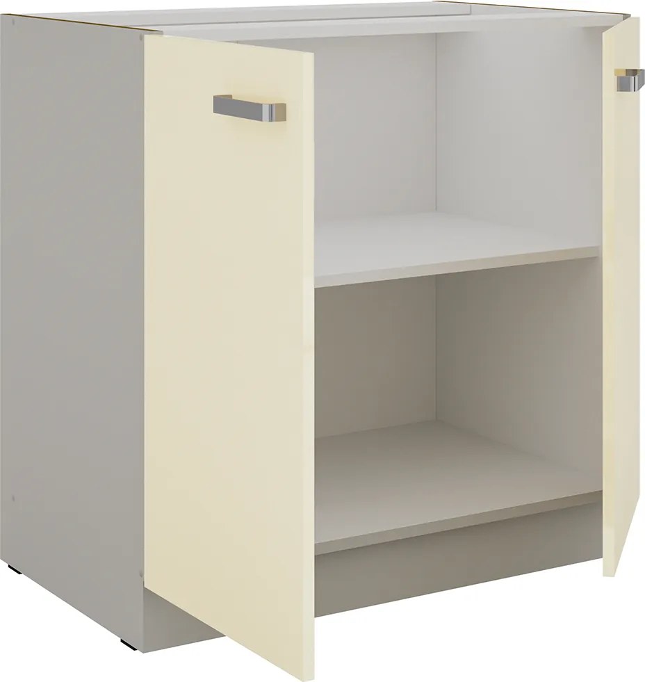 KARMEN | dolní skříňka 80 D 2F policová | 80 cm | světle šedá/krémová lesk