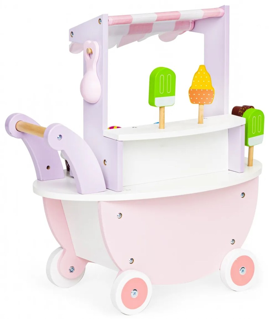 Dřevěný vozík Zmrzlinový obchod Ecotoys růžový
