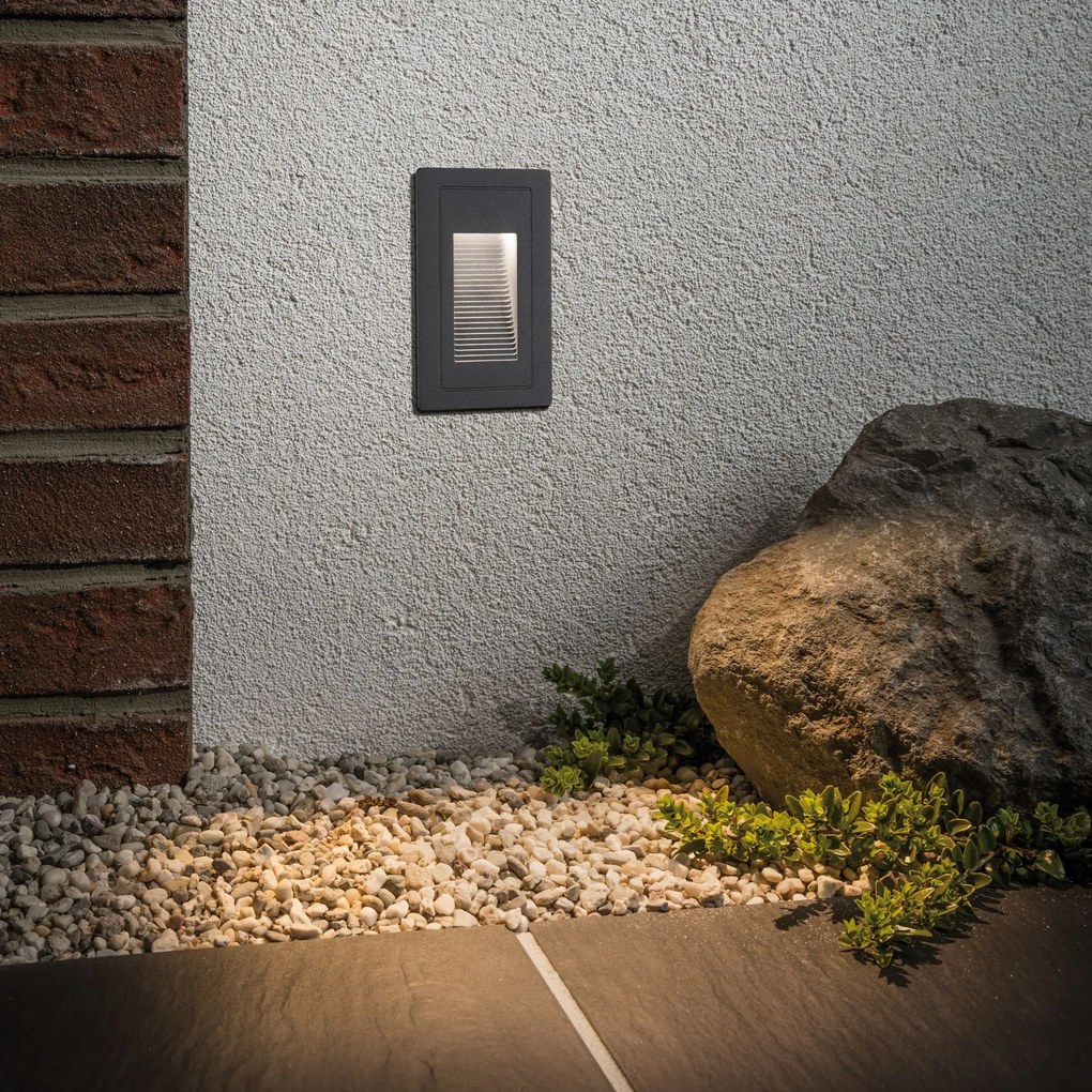 P 94382 Venkovní vestavné svítidlo do zdi High LED černá IP44 4W 230V teplá bílá 105x60mm - PAULMANN