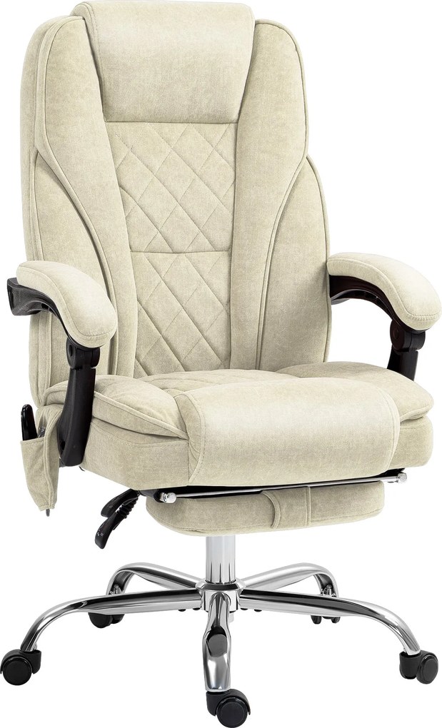 Vinsetto masážní a vyhřívaná kancelářská židle ergonomická počítačová židle s nastavitelnou výškou a sklápěcím opěradlem, kabelovým ovladačem a výsuvn