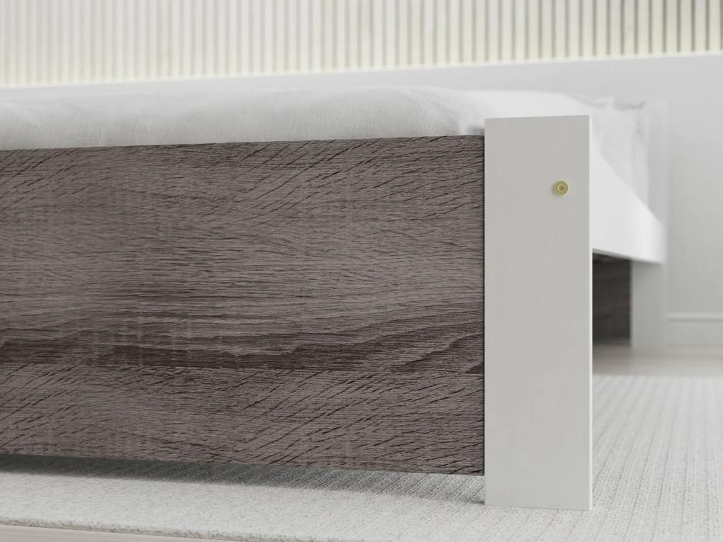 Postel IKAROS 180 x 200 cm, bílá/dub lanýž Rošt: S laťkovým roštem, Matrace: Matrace Coco Maxi 19 cm