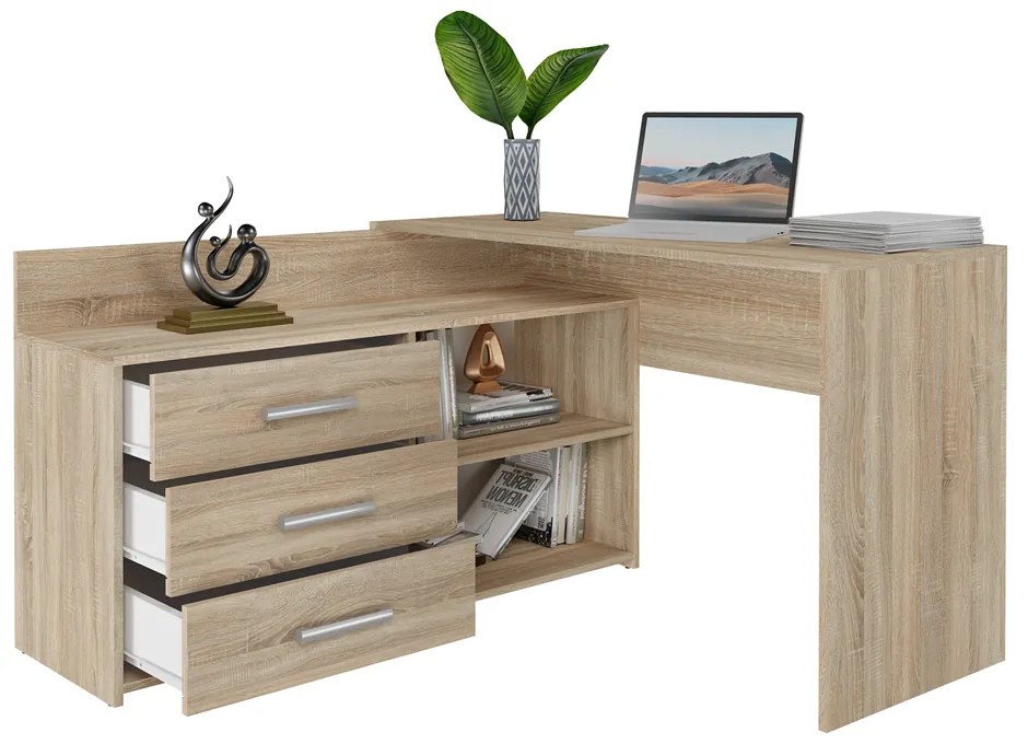 TPS Rohový psací stůl PLUS s komodou 120 cm - Dub sonoma