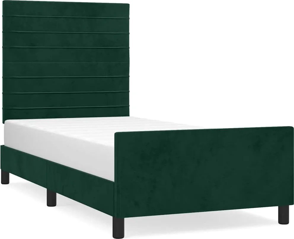 Rám postele bez matrace tmavě zelená 100 x 200 cm samet 3125803