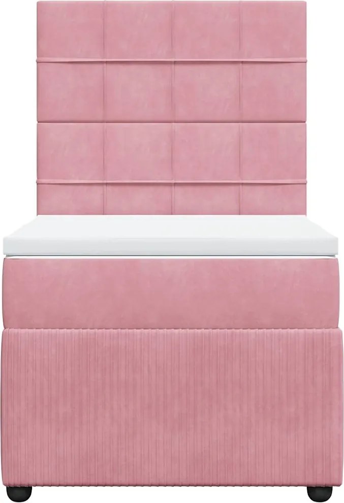 Box spring postel s matrací růžová 90x200 cm samet 3294543