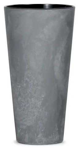 PROSPERPLAST Květináč - TUBUS SLIM Beton Effect Průměr: 40 cm, Barva: krémová