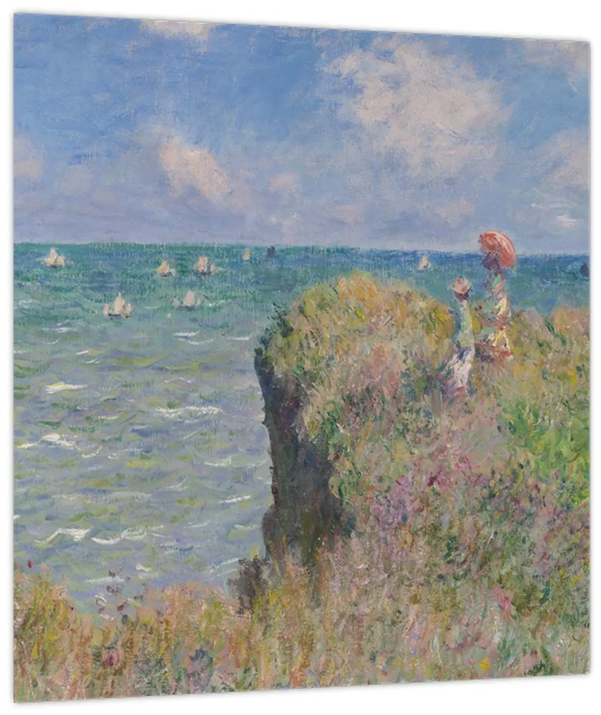 Obraz - Claude Monet, Cliff Walk at Pourville, reprodukce (30x30 cm)