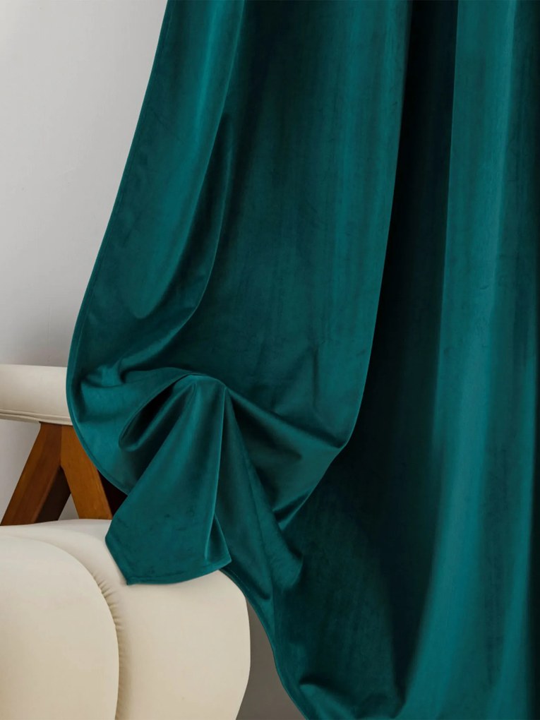 MK Lůžkoviny Sametové zatemňovací závěsy Cesar petrolejové - 140 x 180 cm (2ks) - kroužky