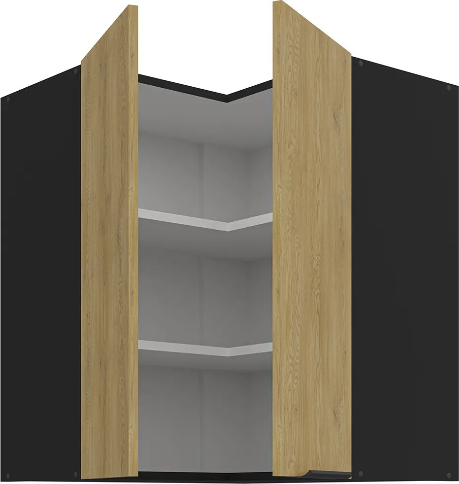 CREMONA cc | horní kuchyňská skříňka 60x60 GN-72 2F (90°) rohová s policemi | 60x60 cm | černá/cremona