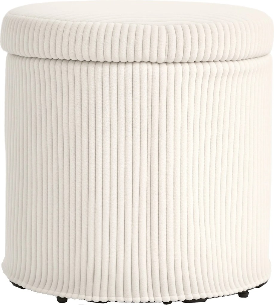 HOMCOM Kulatý úložný ottoman s víkem, čalouněný měkkým sametem, odnímatelné víko pro chodbu, ložnici nebo obývací pokoj Ø40x41 cm Beige | Aosom