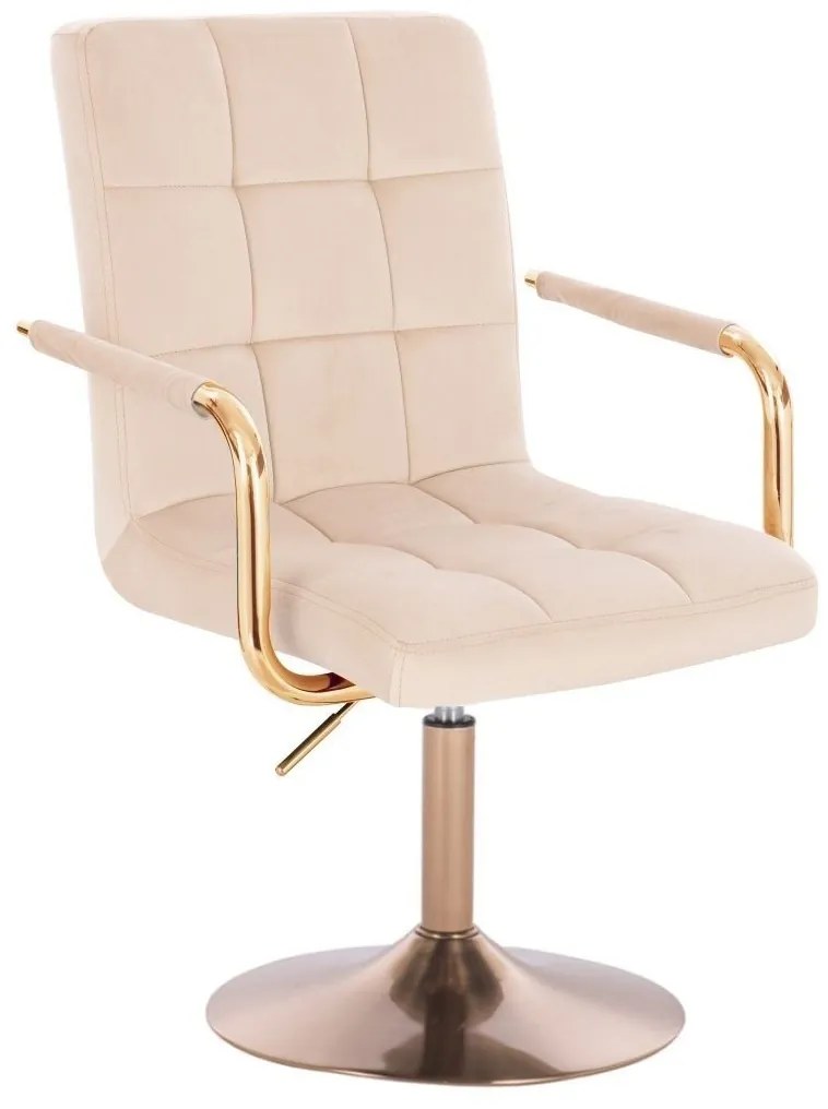 LuxuryForm DESIGN Otočná židle VERONA GOLD VELUR na zlatém talíři - krémová