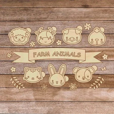 Dětská dřevěná vkládačka - Zvířátka na farmě 7 dílků | SENTOP H002 H002