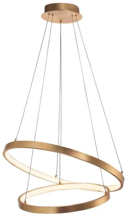 Nova Luce Závěsné LED svítidlo LEON plátkovaný zlatý hliník a akryl nastavitelné 65W 3000K stmívatelné