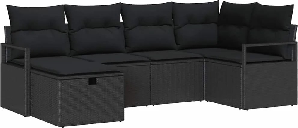 Set pohovek 6 ks Černá polyratan 3359182