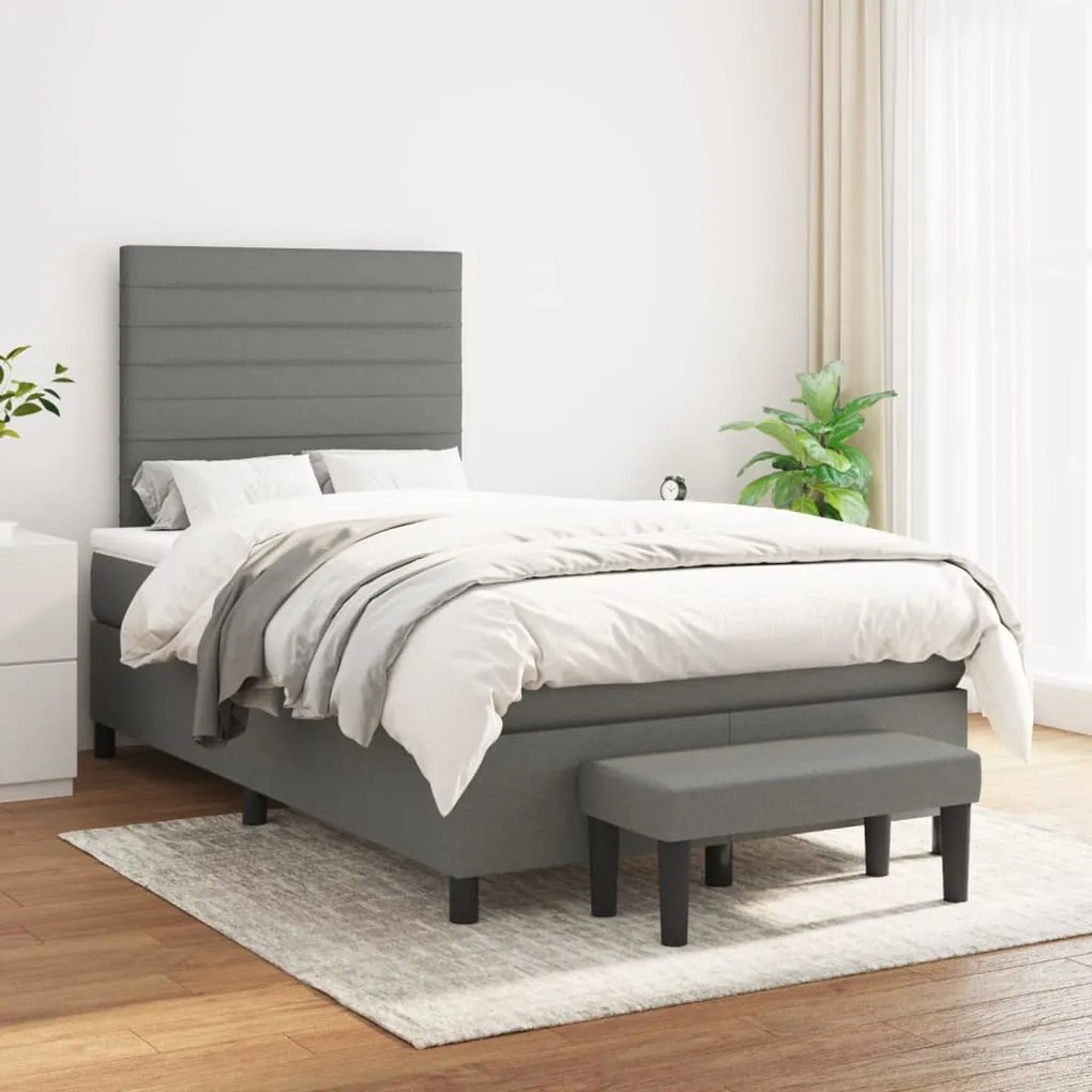 Box spring postel s matrací tmavě šedá 120x200 cm textil 3136662