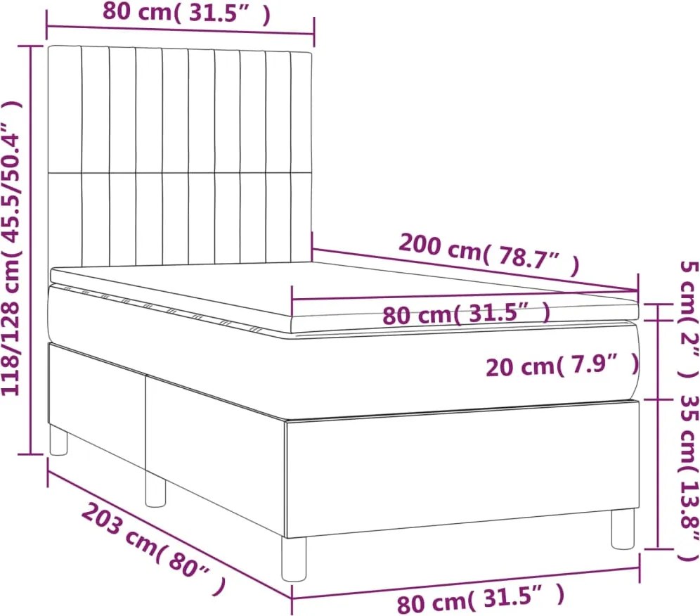 Box spring postel s matrací černá 80 x 200 cm textil 3142451