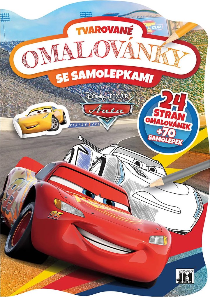 JIRI MODELS Omalovánky tvarované + samolepky Auta (Cars) 6