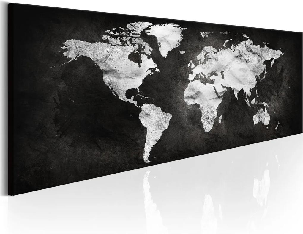 Murando DeLuxe Černobílá mapa světa Velikost: 120x40 cm