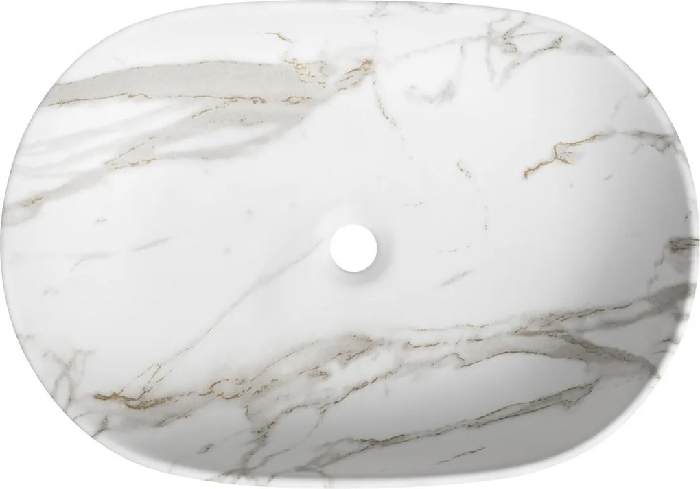 Sapho Sapho, CALEO keramické umyvadlo na desku 60x42cm, bianco carrara, CA590BC