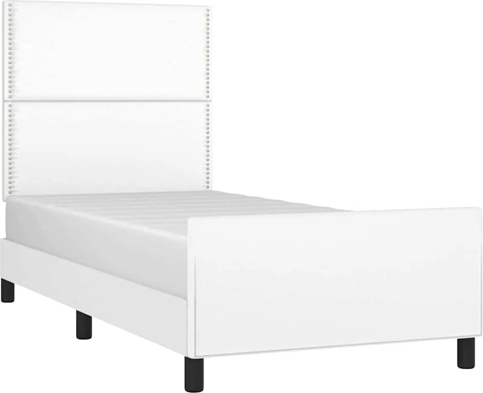 Rám postele s čelem bílý 100x200 cm umělá kůže 3125495