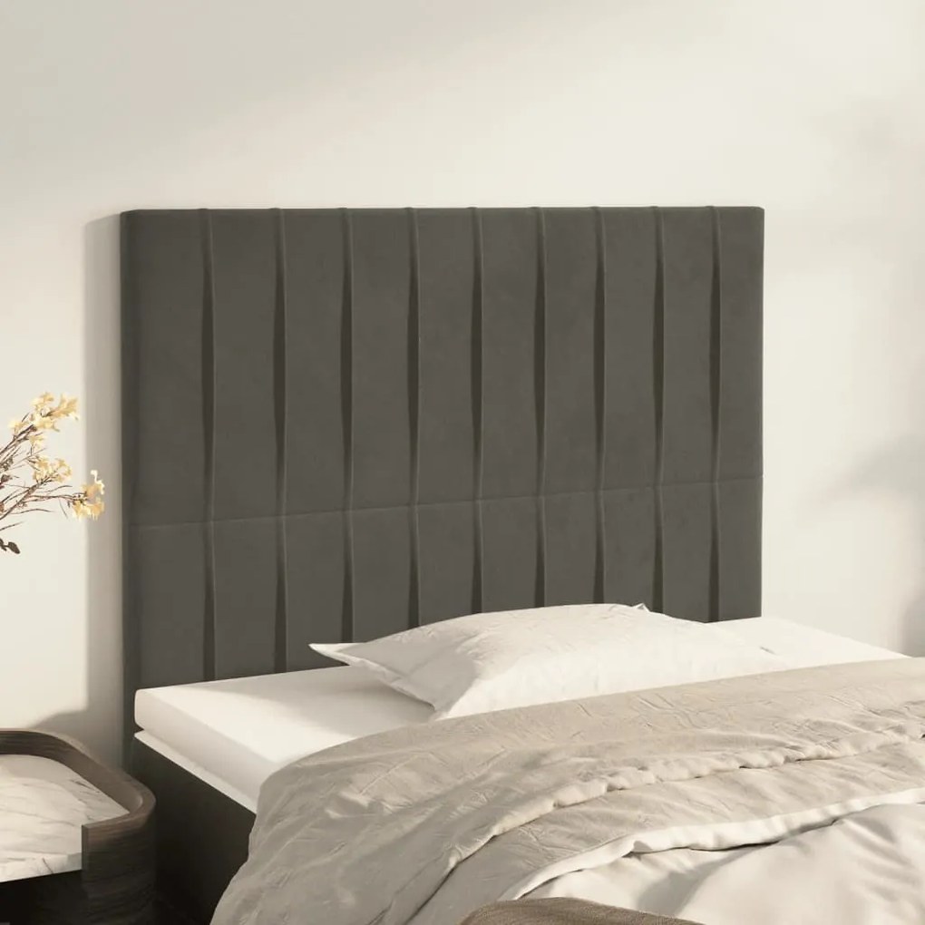 Čelo postele tmavě šedé 80x5x118/128 cm sametové 3116601