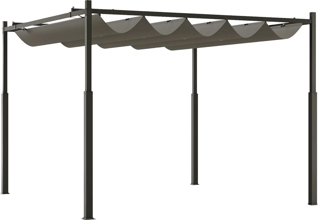 Outsunny zatahovací pergola 3 × 3 m – 180 g/m² polyester, UPF30+, magnetické upevnění, šedá | Aosom