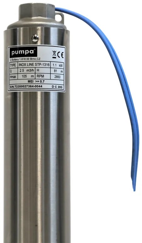 PUMPA INOX LINE STP-1014 4" 0,75kW 230V 36mF ponorné čerpadlo s motorem Coverco, kabel 1,7m ZB00060217