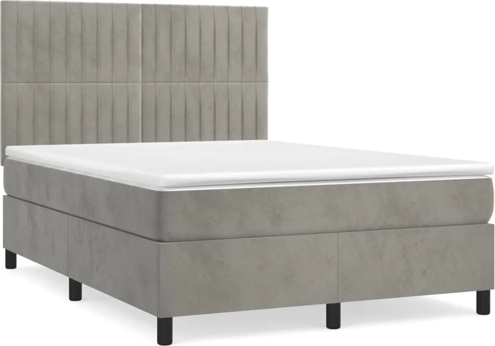Box spring postel s matrací světle šedá 140x190 cm samet 3143139